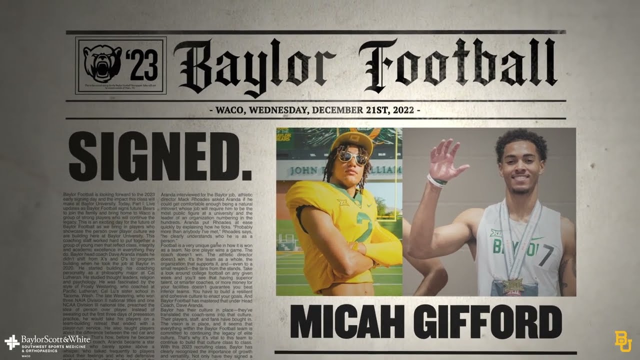 Micah Gifford - Baylor NIL Deals, Net Worth, Player Information ...