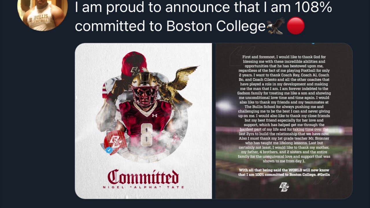 Nigel Tate - Boston College NIL Deals, Net Worth, Player Information ...